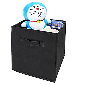 EZOWare Set of 12 Foldable Basket Bin Collapsible Storage Cube For Nursery, Kids Toys Organizer, Shelf Cabinet - (White + Black)