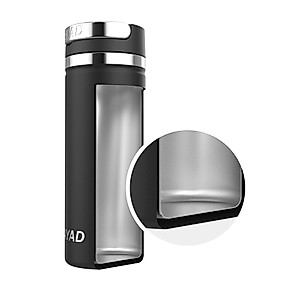 Nayad Roamer Stainless Steel Vacuum Insulated Thermos Bottle, Automotive Cup Holder Compatible Travel Coffee Mug Water Bottle with Lid for Iced Cold/Hot Drinks (18 oz, Black)