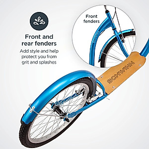 Schwinn Shuffle Deluxe Adult Scooter, 26-Inch Front Wheel, 20-Inch Rear Wheel, Alloy Linear Pull Brakes, Steel Frame, Teal