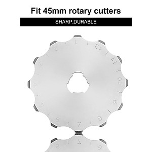 2 Pieces 45 mm Perforating Rotary Replacement Blades 45 mm Rotary Cutter Blades with Plastic Box for Crochet Edge Cutting Crafting Sewing Leather Paper Cardstock