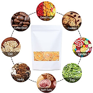 DMPACKDM 50Pcs Kraft Stand Up Pouch Bags, 7.1 x 10 Inches Kraft Stand Up Pouches with Window,Resealable Zip Lock, Heat-Sealable,Suitable for Home or Business.