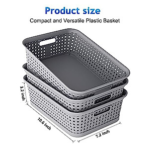 12 Pack Plastic Storage Baskets, Small Baskets for Organizing, Plastic Storage Bins Wicker Pantry Organizer Bins Household Toys for Laundry Room, Bedrooms, Kitchens, Cabinets, Countertops