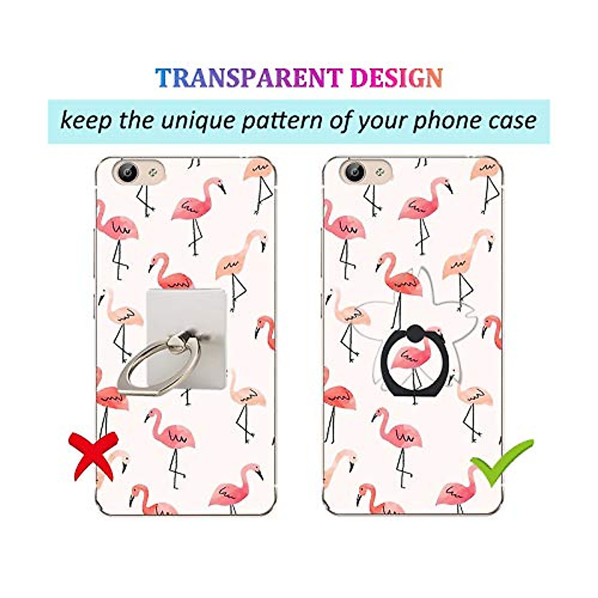 lenoup Transparent Oriental Cherry Cell Phone Ring Holder Kickstand,360 Rotation Clear Cherry Blossom Cell Phone Finger Ring Grip Stand for Phones,Pad