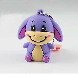 Cute Lovely Baby Eeyore Style USB Flash Drive - Data Storage Device - 4GB - Key Ring Included - Purple