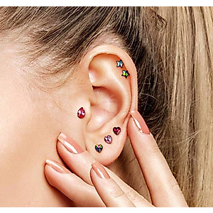 Covet Jewelry Star Crystal Top 316L Surgical Steel Cartilage, Tragus Barbell Studs (Lt. Blue)