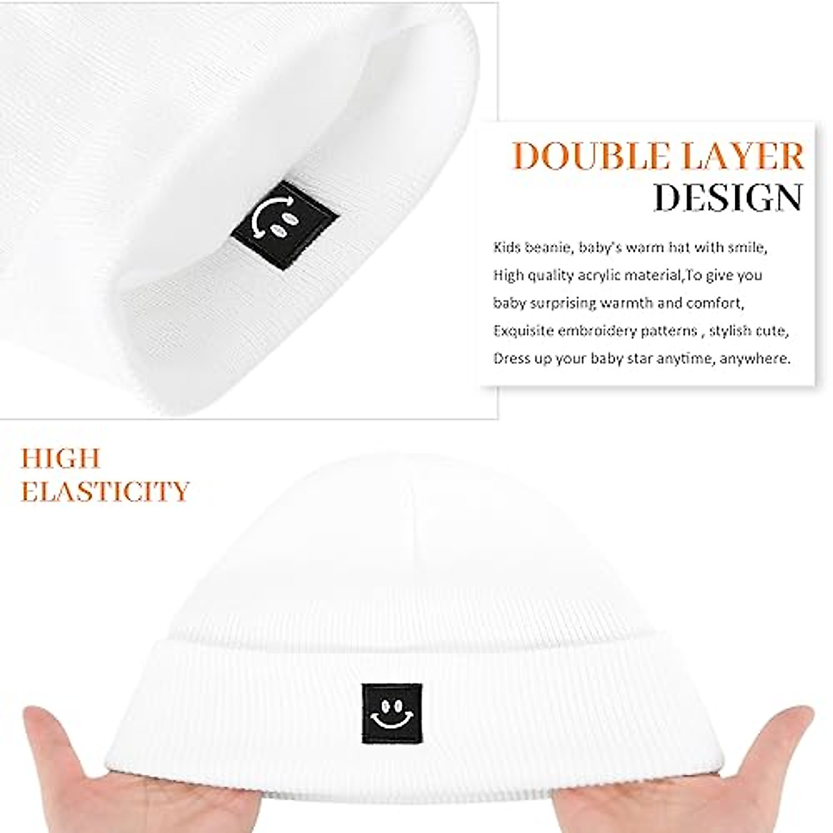 DANMY Baby Beanie Hat, Newborn Toddler Winter Warm Knit Hat, Kids Soft Beanie Cap