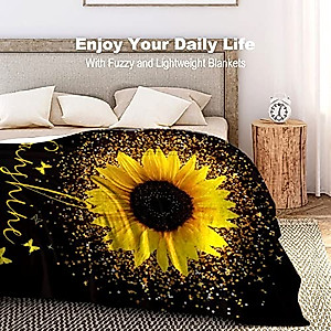 Sunflower Blanket Beautiful Sunflowers Throw Blanket Soft Flannel Lightweight Blanket Gifts for Kids Adults 50"x40"