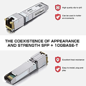 1.25/2.5/5/10G SFP+ to RJ45 Transceiver, 10GBase-T Copper SFP+ Module, 10G-T RJ45 Transceiver Compatible for Cisco SFP-10G-T, Ubiquiti F-RJ45-10G, Mikrotik, Netgear, TP-Link, D-Link and More