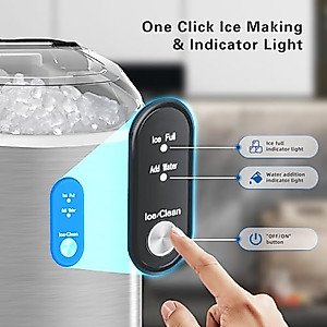 ZAFRO Nugget Ice Maker Countertop with Handle, Stainless Steel, 35Lbs/24Hrs,7 Mins Ice Making, Pellet Ice Maker with Ice Basket/Ice Scoop for Home/Bar/Party/Office