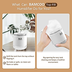 Mini Humidifiers for Bedroom 350ml Small Plants Humidifier Indoor Portable Travel Desk Cool Mist Humidifier, Auto Shut-Off 2 Mist Modes Humidificador for Bedroom Plants Travel Office Desk Car White