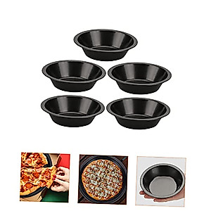 HOMSFOU 5pcs Pizza Plate Small Baking Dish Bread Baking Molds Pizza Crisper Tray Pizza Baking Pan Pizza Oven Round Baking Pan Oven Tray for Kitchen Metal Pizza Pan Round Shaped Baking Pan