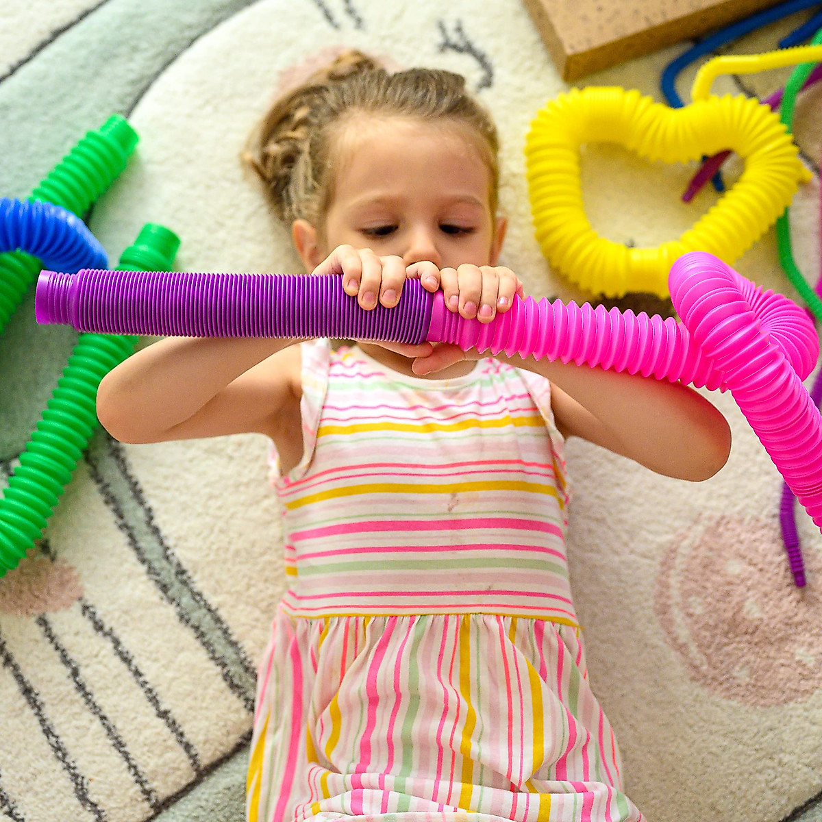 NUTTY TOYS Jumbo XXL Pop Tubes - Sensory Toys - Fine Motor Skills Learning for Toddlers, Top ADHD & Autism Fidget 2025 for Kids, Best Preschool Gifts Idea, Unique Boy & Girl Valentines Day Present