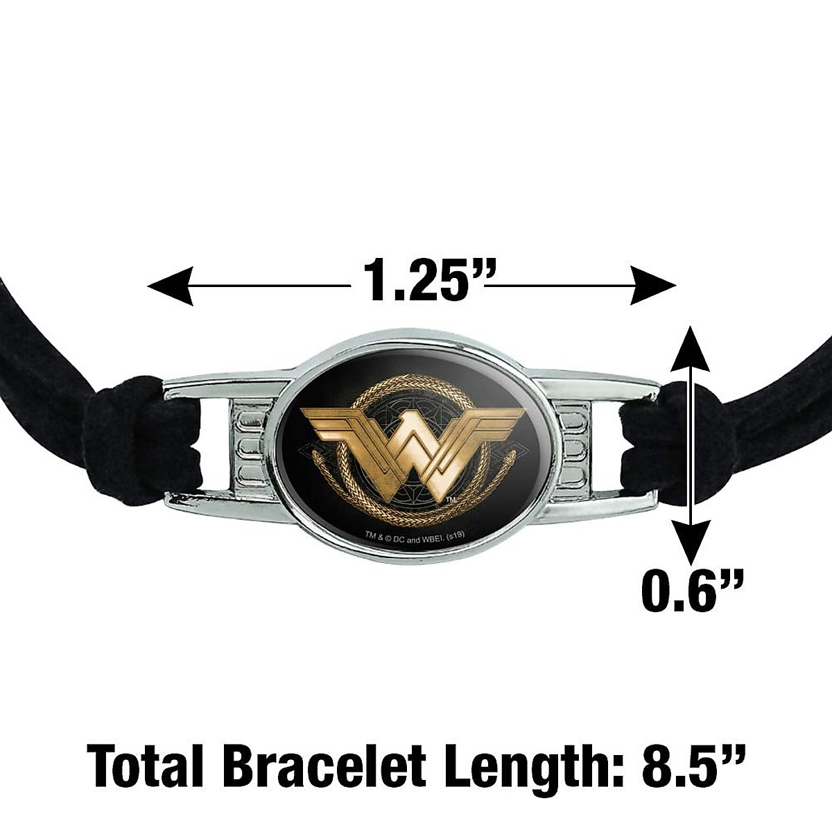 GRAPHICS & MORE Wonder Woman Movie Golden Lasso Logo Novelty Suede Leather Metal Bracelet
