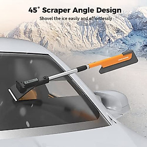 Coxeer Ice Scraper for Car Windshield, Snow Brush and Scraper for Car with Detachable ABS Ice Squeegee and EVA Sponge Brush, 37 Inch Extendable Car Snow Cleaner Scratch Free Removal Tool