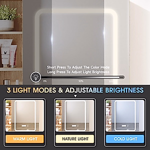 Natural Vanity Desk with Full Length Mirror and Lights Mirror Makeup Vanity Table with 2 Storage Drawers Dressing Table for Bedroom with Power Outlet,Charging Station,Hooks Hidden,Shelves,Natural