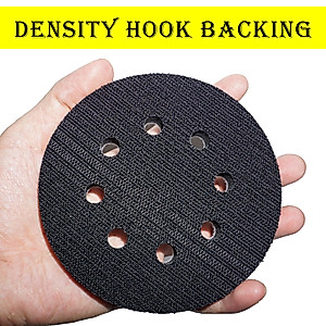 Crossarctic 5 Inch 8 Holes Soft Density Interface Pads Hook and Loop Sponge Cushion Buffer Round Backing Pad Foam Sanding Pads for Orbital Sander(4 Pack)