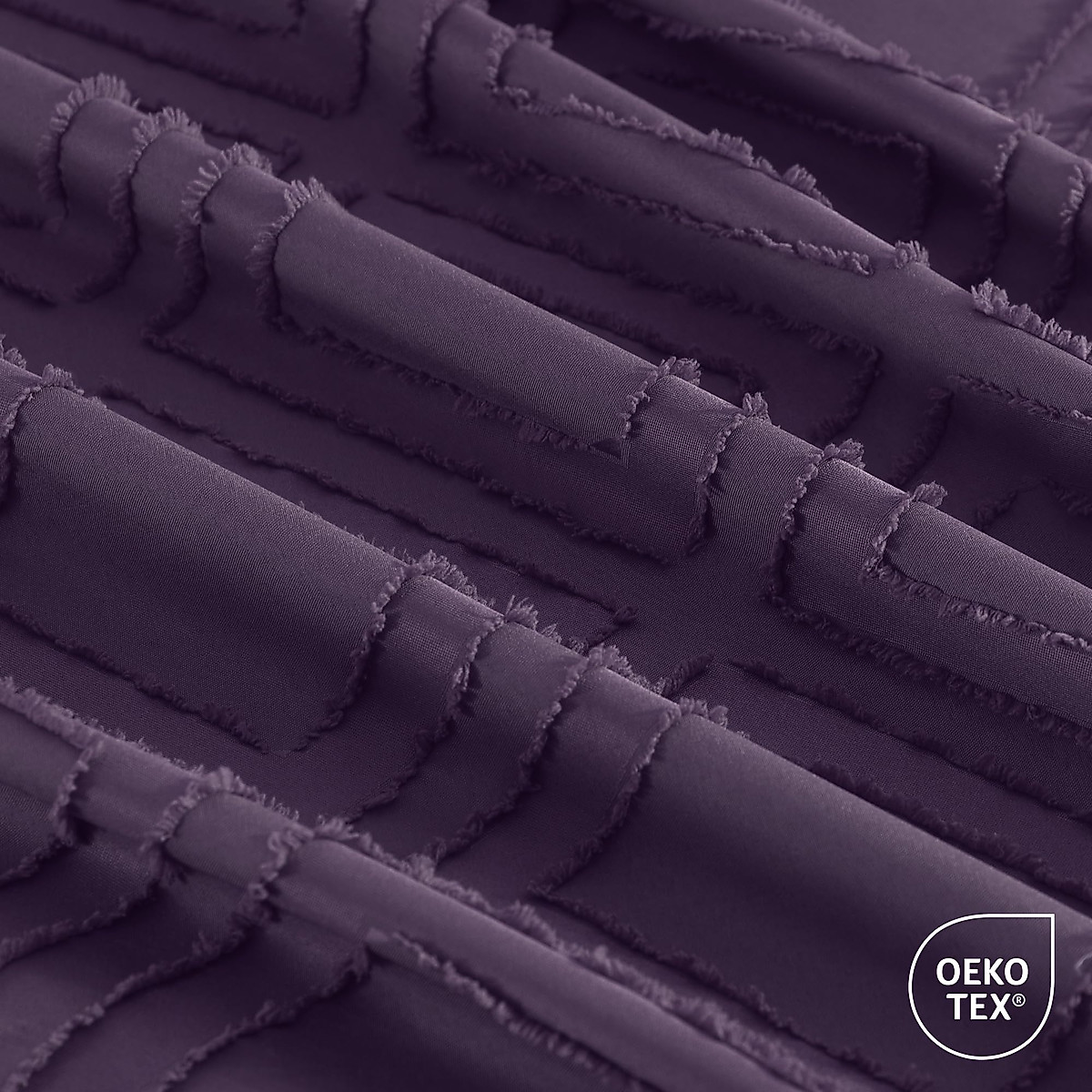 JELLYMONI Purple Duvet Cover Twin Size - 3 PCS Microfiber Tufted Duvet Cover Set, Boho Textured Duvet Cover Jacquard Rhombus Geometric Pattern Duvet Cover with Corner Ties & Zipper Closure