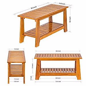 NNN 36" Teak Shower Bench with Shelf/Shower Benches for Inside Shower/Teak Bench/Bathroom Bench/Teak Wood Benches for Showers/for spa, Showers, Pools and Other Wet environments,Patented Designs.