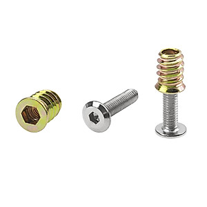Rrina 16 Sets M6x25 Furniture Screw Nut Threaded Wood Inserts Bolt Fastener Connector Hex Socket Drive M6x15 Screw-in Nuts