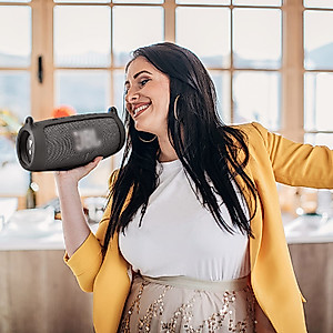 Silicone Case Cover for JBL Charge 5 Waterproof Portable Bluetooth Speaker, Travel Carrying Protective Gel Soft Skin, Waterproof Rubber Pouch with Shoulder Strap and Carabiner - Black