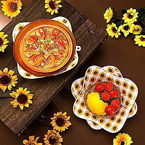 Microwave Bowl Cozy Holders Set of 4, Microwave Safe Hot Bowl Holder Bowl Potholders, Multipurpose Heat Resistant Plate holder for Hot and Cold Bowls Home Kitchen (Sunflower)