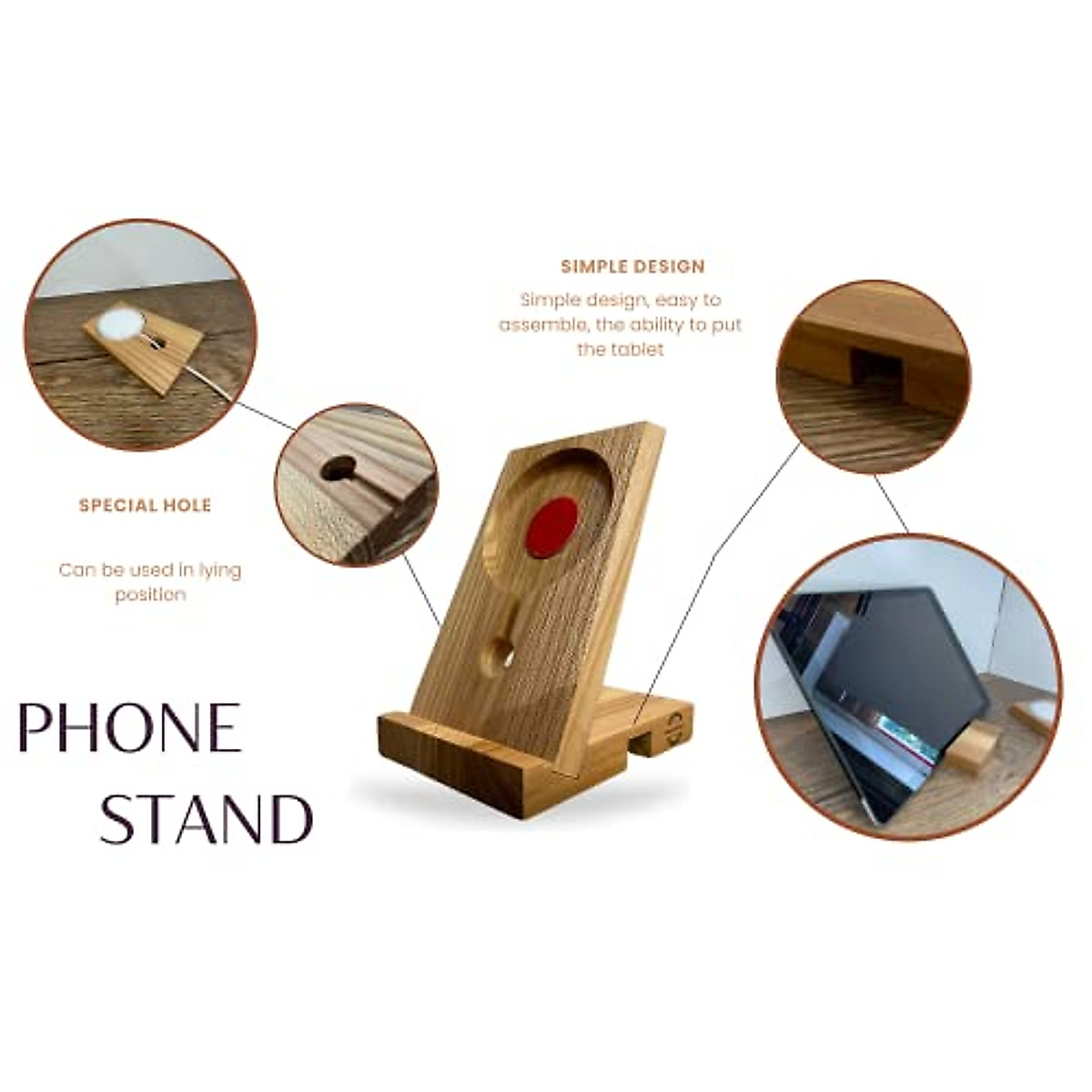 Natural Wood walnaut Phone Stand Holder Compatible with Apple MagSafe Charger for iPhone 13, 13 Pro, 13 Pro Max, 13 Mini, 12, 12 Pro, 12 Pro Max, 12 Mini