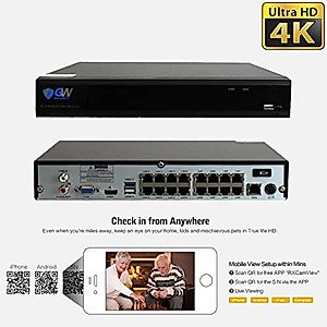 GW Security 16 Channel NVR 4K 8MP PoE 2.8-12mm Varifocal Zoom Security Camera System with 12 x 4K 8MP IP Microphone Waterproof Smart AI Bullet Camera, Face Recognition/Human/Vehicle Detection