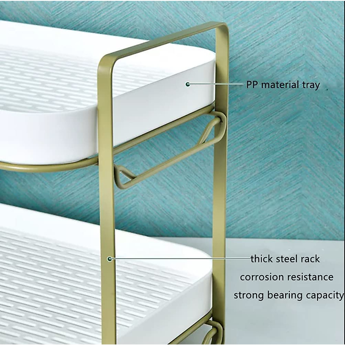 2-Tier Cups Mugs Drying Rack with Drain Tray, Tableware Fruit Storage Rack, Kitchen Countertop Organizer Shelf Tea Tray for Water Coffee Glass Cup Bowls Food and Seasoning Jar Holder (White)