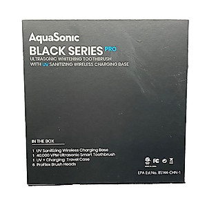 Aquasonic Black Series PRO – Ultra Whitening Toothbrush w UV Sanitizing Base – 5 Modes & Smart Timers – Premium Travel Case – Electric Toothbrush – ADA Approved Toothbrush
