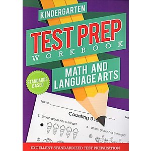 Kindergarten Grade Math & Language Arts Test Prep Workbook (Aligned with Common Core Standards) v3