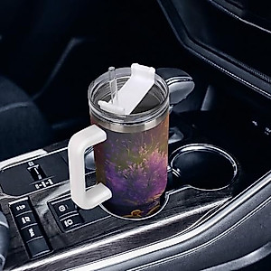 Duck Flowers Tumbler with Handle Travel Mug Water Bottle Tea Coffee Cup White-style