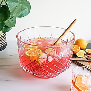 Viski Admiral Crystal Punch Bowl - Vintage Style Glass Punch Bowl for Parties - Serveware for Cocktails, Dishwasher Safe 2.5 Gallons 320oz Set of 1.