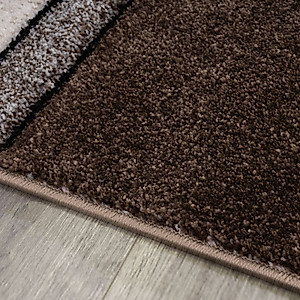 Paco Home Area Rug Modern Geometric Pattern in Brown Beige, Size: 5'3" x 7'7"