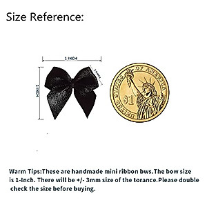 Micomon 50pcs 1-Inch Mini Ribbon Bows for Crafts Small Black Bows Christmas Decoration Embalishement Scrapbooking(Black)