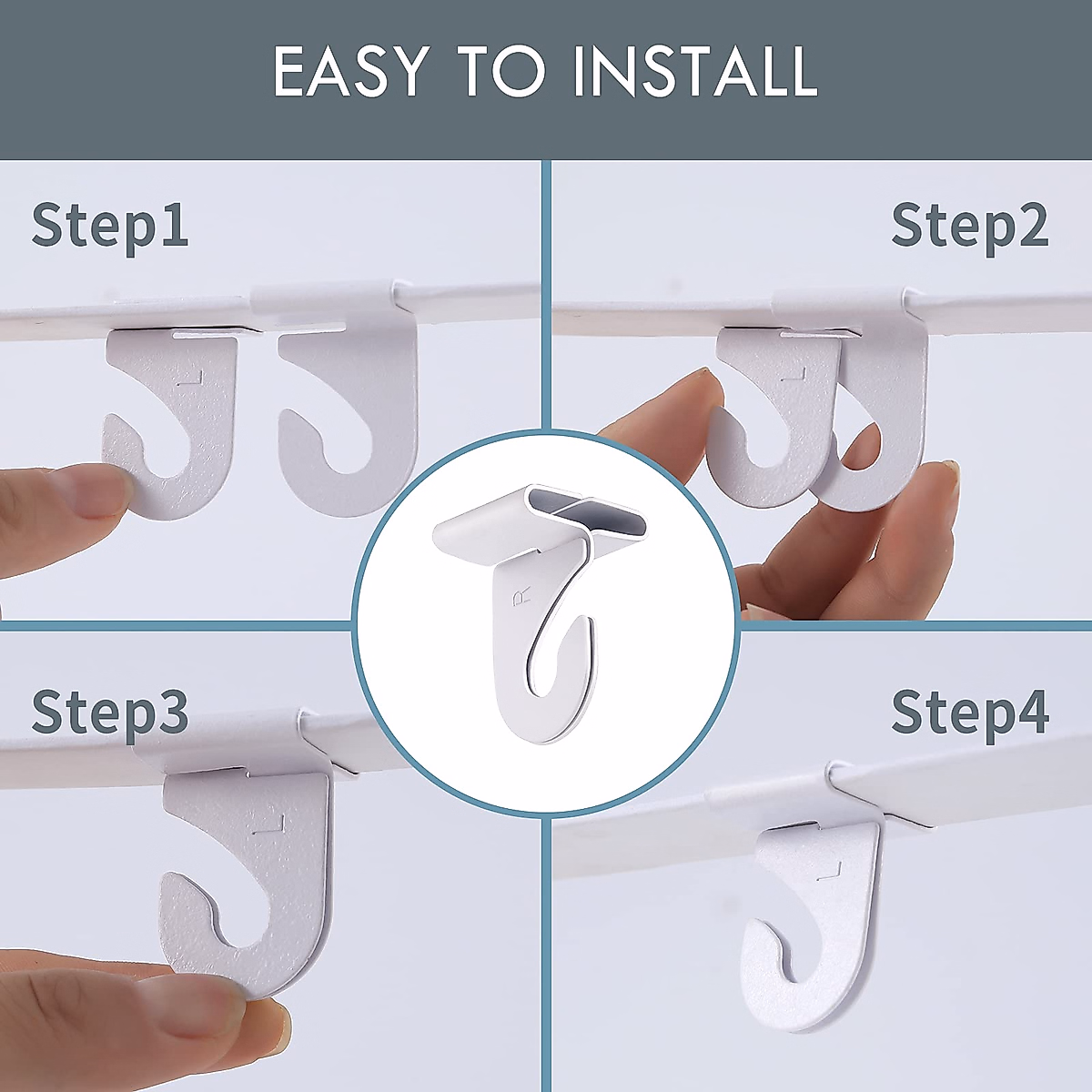 Gansita 12 Pair Drop Ceiling Hooks, T-Bar Track Clip Suspended Ceiling Hooks,White Heavy Duty Ceiling Hooks for Hanging Plants & Decorations, Metal T-Bar Hooks for Suspended Drop Ceiling Tiles