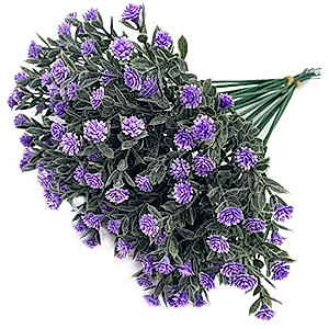 Artificial Flowers Mini Plastic Baby Breath, MASUMARK SM Fake Plants Shrubs Gypsophila Grass Bushes Home Garden Office House Outdoor Indoor Wedding DIY Decor Planter Filler Decoration - Purple 20 Pack