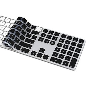 ProElife Ultra Thin Silicone Keyboard Cover Skin for 2023-2021 Magic Keyboard with Touch ID and Numeric Keypad Model-A2520 U.S Enter Protector (3 Keys ON The Left of The Space BAR) (Black)