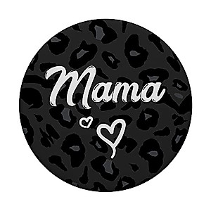 Mama Text For Mommy In Black Cheetah Pattern With Heart PopSockets Swappable PopGrip