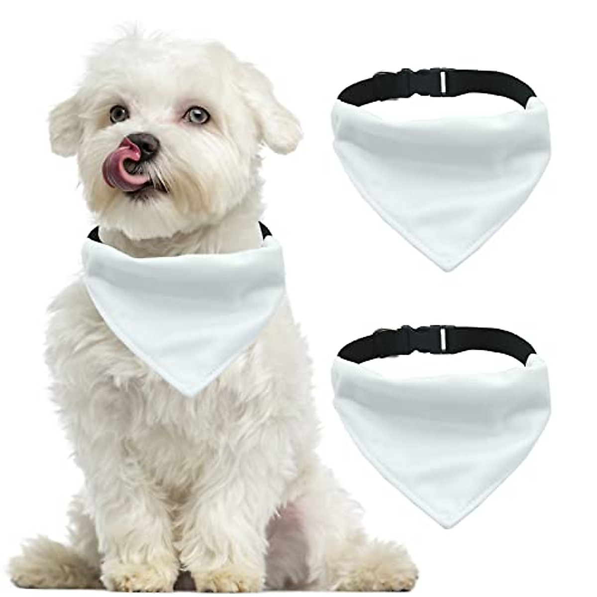 HACRAHO Dog Bandana with Adjustable Buckle, 2 PCS Pet Dog Sublimation Double-Sided Blank Dog Bandanas with D-Ring Adjustable Quick Release Buckle Dog Bandana for Small Dogs Cats, S