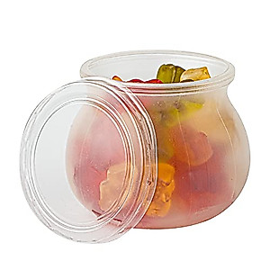 4 oz Clear Plastic Bulbous Candy Jar with Lid - with Lid - 2 1/2" x 2 1/2" x 2 1/2" - 100 count box - Restaurantware