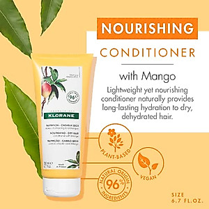 Klorane Nourishing Conditioner with Mango Butter, Moisturize and Hydrate Dry Hair, Paraben, Silicone, Sulfate Free, 6.7 Ounce