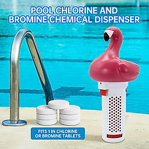 b&h Pool Chlorine Dispenser for 1 Inch Tablets Only - Mini Floating Chlorine/Bromine Floater, Spa, Tub & Small Pool Chlorine and Bromine Chemical Dispenser, 6 Flow Level Control Settings White