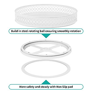 Ovicar Lazy Susan Turntable Organizer - 13 inch Rotating Spice Rack Metal Lazy Susan for Cabinet Pantry Kitchen Countertop Dining Table Cupboard Bathroom Vanity Refrigerator White