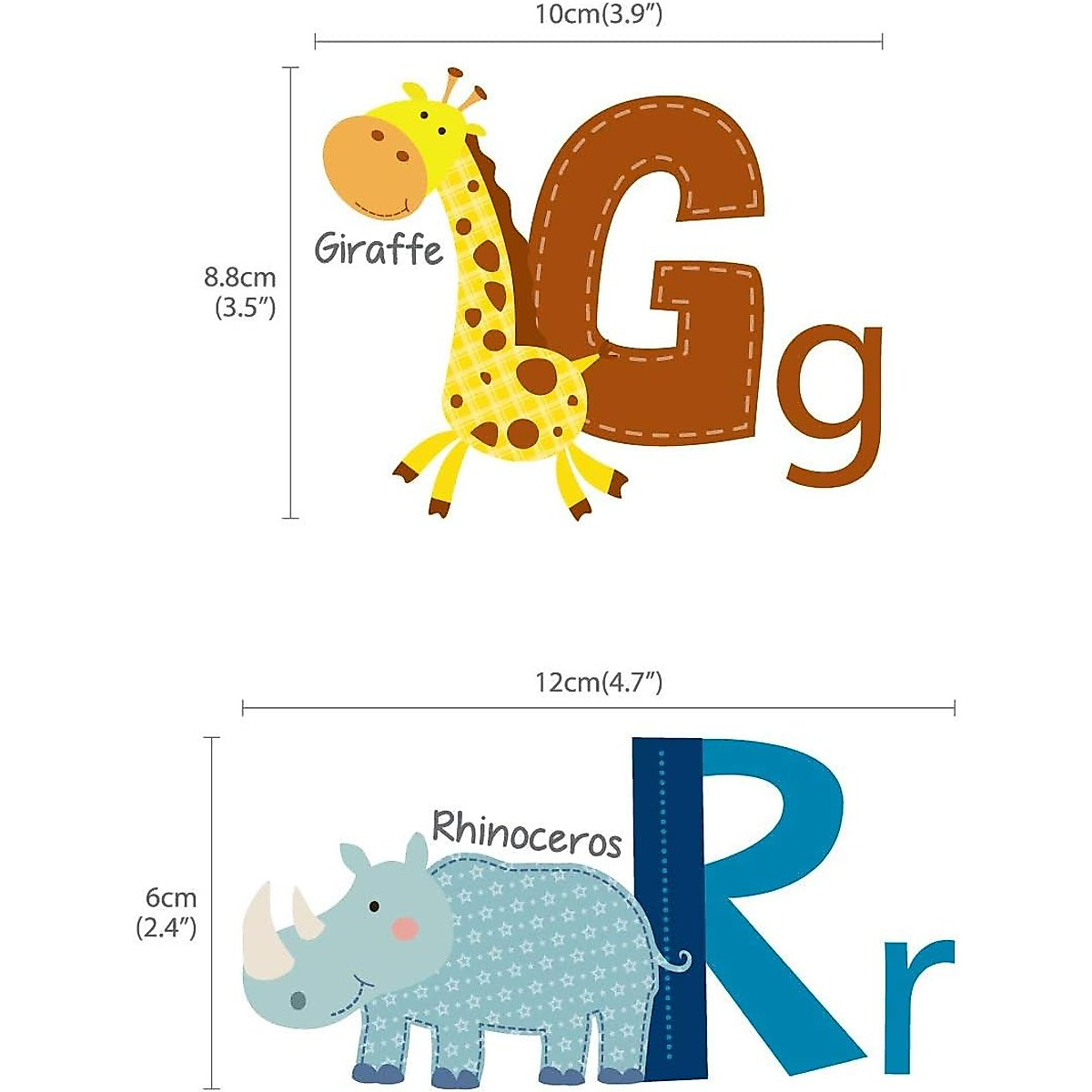 DECOWALL DS-8002 Animal Alphabet Kids Wall Stickers Wall Decals Peel and Stick Removable Wall Stickers for Kids Nursery Bedroom Living Room (Small) Decor