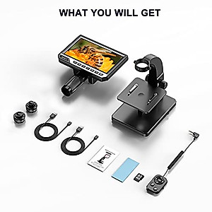 LCD Digital Microscope - 2000X Biological Microscope with Digital&Microbial Lens - Opqpq Electronic Microscope with 7'' IPS Display, 10 LED Lights, 12MP Camera, Windows/Mac OS Compatible