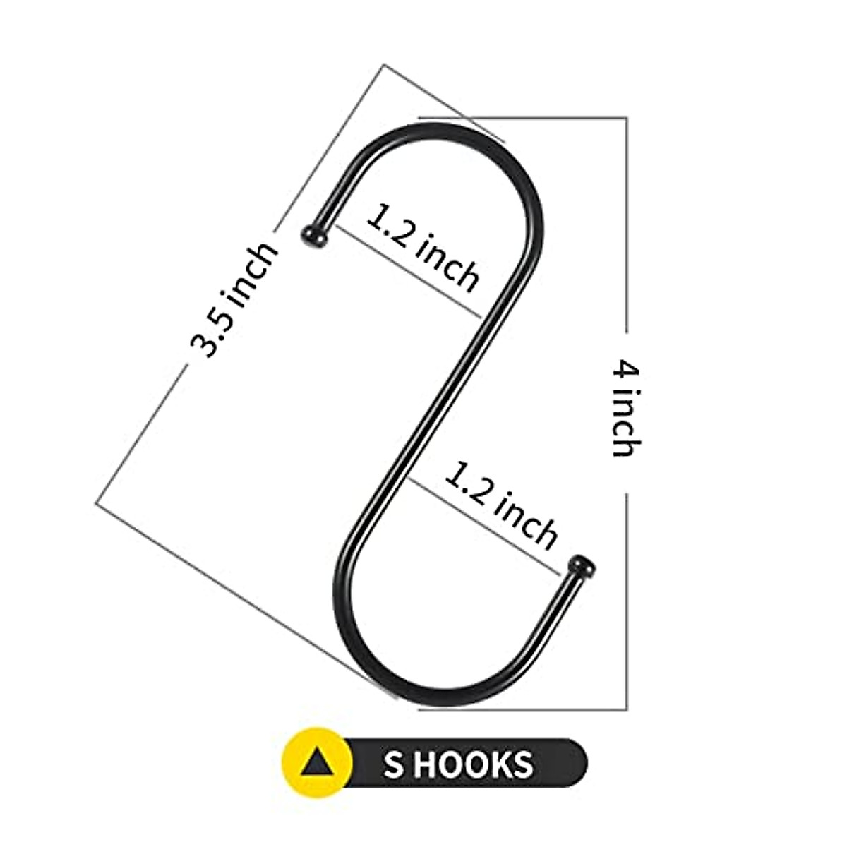 Lcsmaokin 30 Pack 4 Inch S Hooks for Hanging, Stainless Metal Steel Black S Shaped Hangers for Kitchen Utensils, Jeans, Plants, Pots, Pans, Cups, Towels - Black