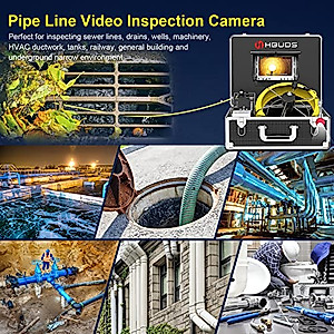 Pipe Pipeline Inspection Camera, Drain Sewer Industrial Endoscope HBUDS Waterproof IP68 Snake Video System with 7 Inch LCD Monitor 1000TVL Camera