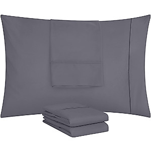 Utopia Bedding King Pillow Cases - Pack of 4 - Envelope Closure - Soft Brushed Microfiber Fabric - Shrinkage and Fade Resistant Pillow Covers King Size 20 X 40 Inches (Grey)