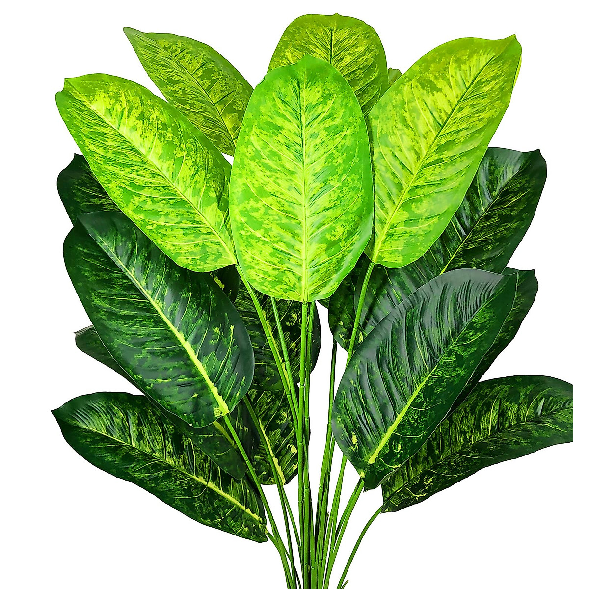 Rozwkeo Artificial Plants Fake Ficus Tree Leaves with Stems 29" Tall Faux Bird of Paradise Palm Tree Imitation Frond Green Leaf Tropical Plants Greenery Floral Jungle Party Home Garden Decoration