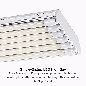 Four-Bros Lighting LED High Bay Light 6 Lamp 5000K Daylight White, 5 Year Warranty, Industrial Grade, Warehouse, Shop, Garage Lighting - UL Listed, DLC Approved, Made in USA, BAA Certified, Pack of 6